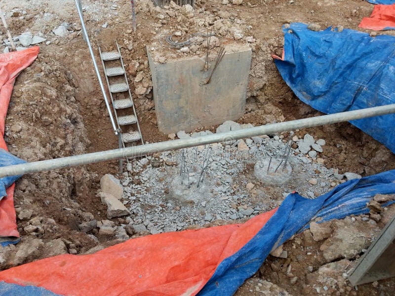 Building Foundation Work at Construction Site. Editorial Image - Image ...