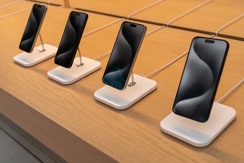 Demo Unit of the Iphone 15 Pro Max Displaying on the Table at Apple ...