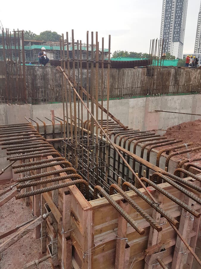 Pile Cap and Column Stump Under Construction at the Construction Site ...