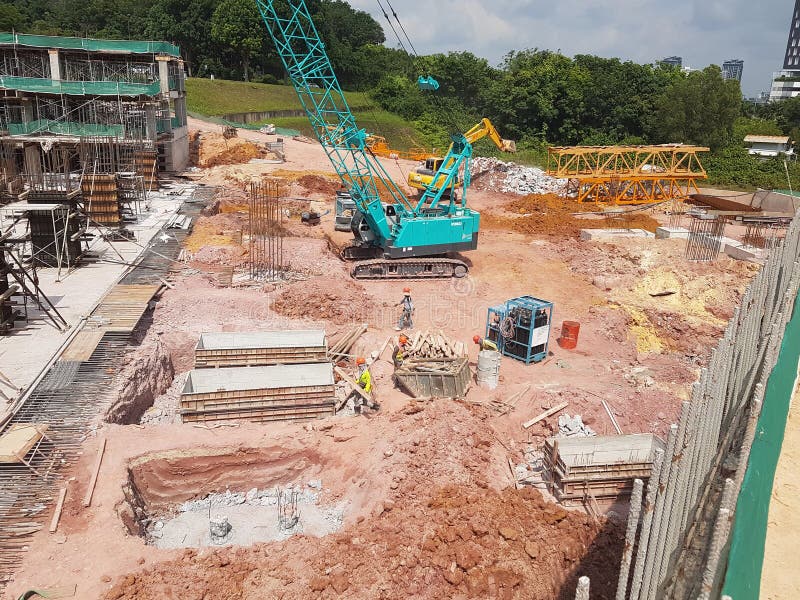 Pile Cap and Column Stump Under Construction at the Construction Site ...