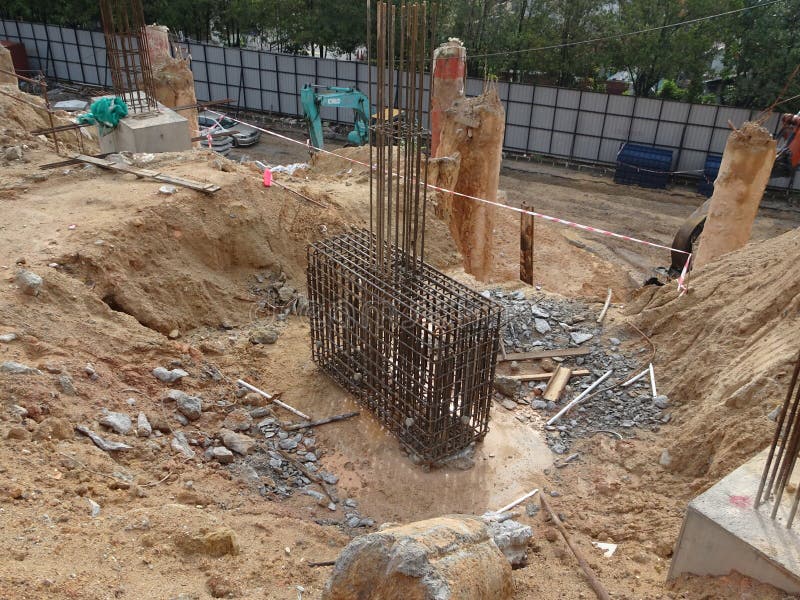 Pile Cap and Column Stump Under Construction at the Construction Site ...
