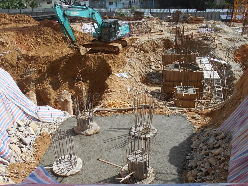 Pile Cap and Column Stump Under Construction at the Construction Site ...