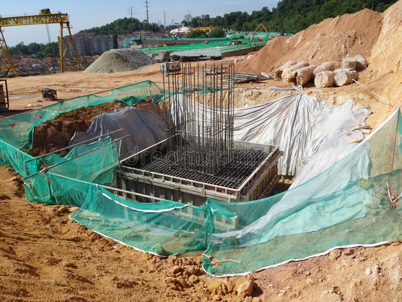 Pile Cap and Column Stump Under Construction at the Construction Site ...