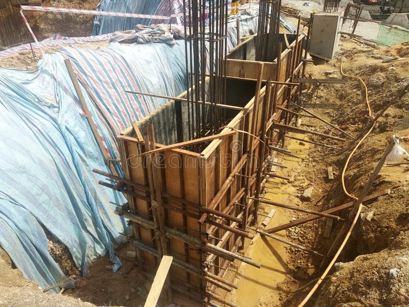 Pile Cap and Column Stump Under Construction at the Construction Site ...