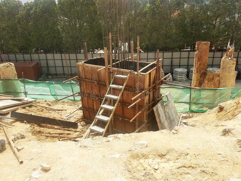 Pile Cap and Column Stump Under Construction at the Construction Site ...