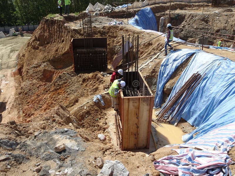 Pile Cap and Column Stump Under Construction at the Construction Site ...