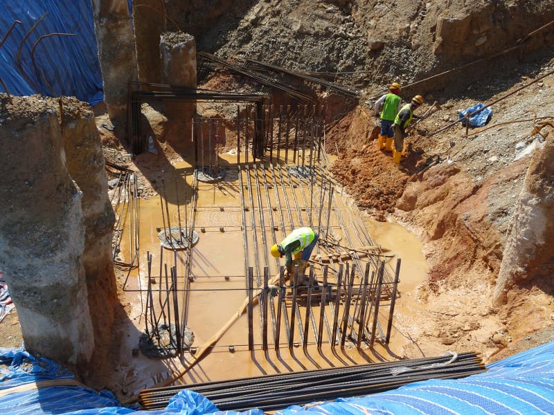 Pile Cap and Column Stump Under Construction at the Construction Site ...