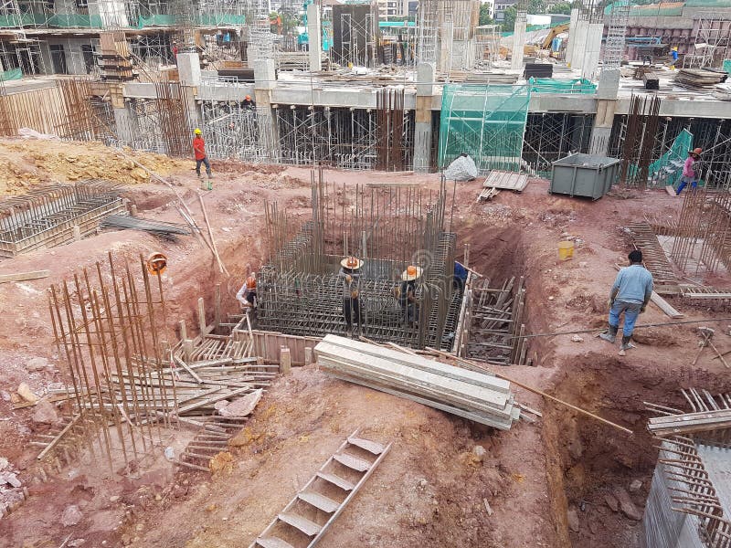 Pile Cap and Column Stump Under Construction at the Construction Site ...
