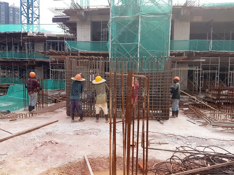 Pile Cap and Column Stump Under Construction at the Construction Site ...