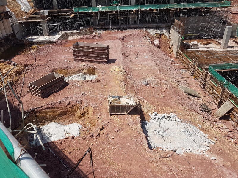 Pile Cap and Column Stump Under Construction at the Construction Site ...