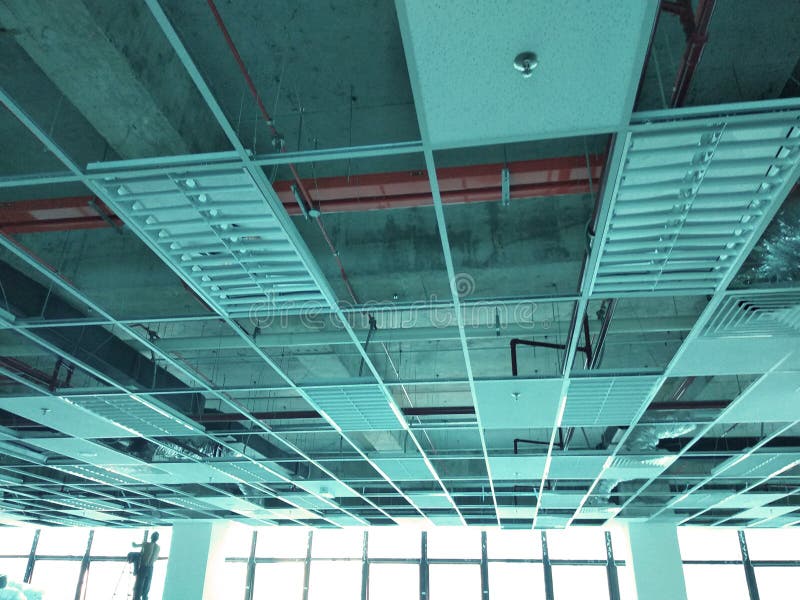 Suspended Ceiling Frame and Board Under Construction Editorial ...