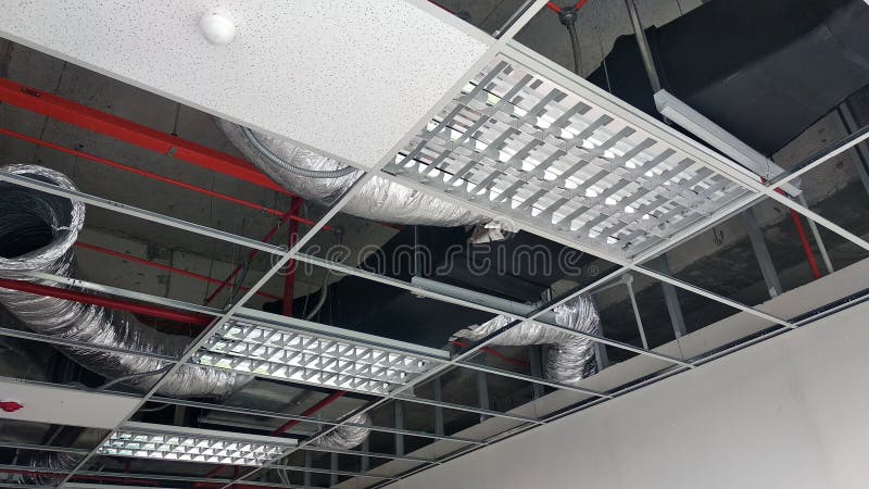 Suspended Ceiling Frame and Board Under Construction at the ...