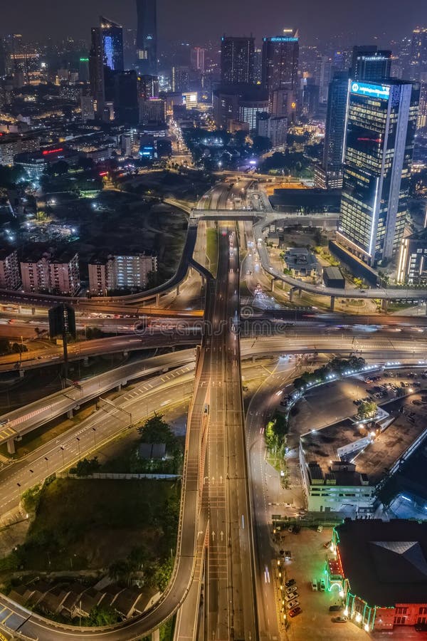 Kuala Lumpur S Intricate Highway Network at Night Stock Image - Image ...