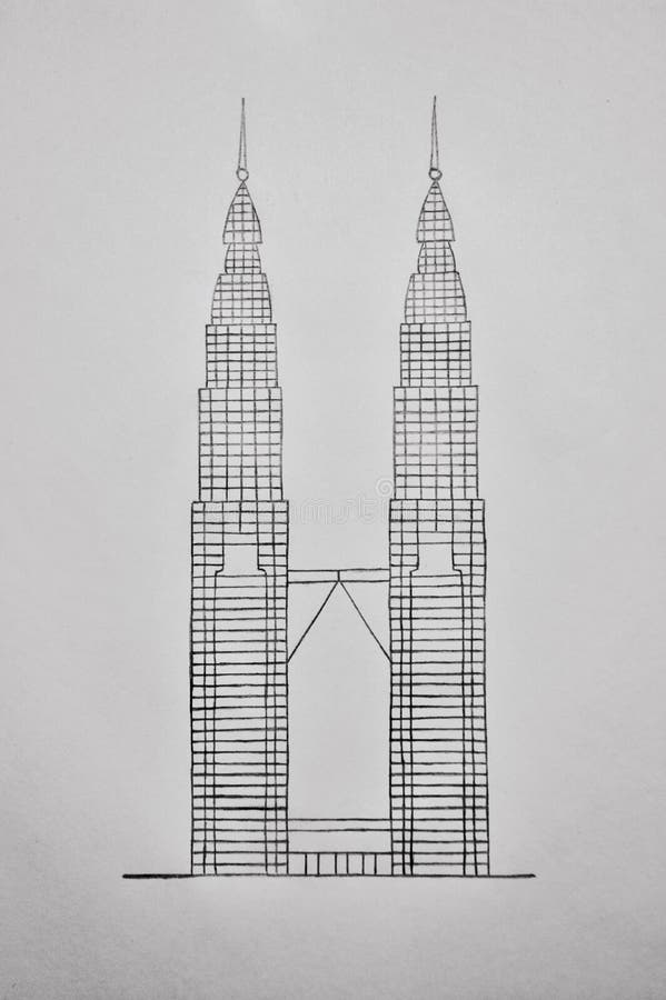 Kuala Lumpur Skyline, Malaysia, Illustration, Hand Drawn, Sketch Stock ...