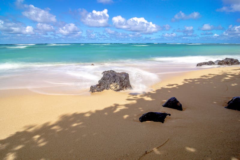 Kualoa Rock Beach Near Kualoa Beach Oahu Hawaii Stock Photo - Image of ...