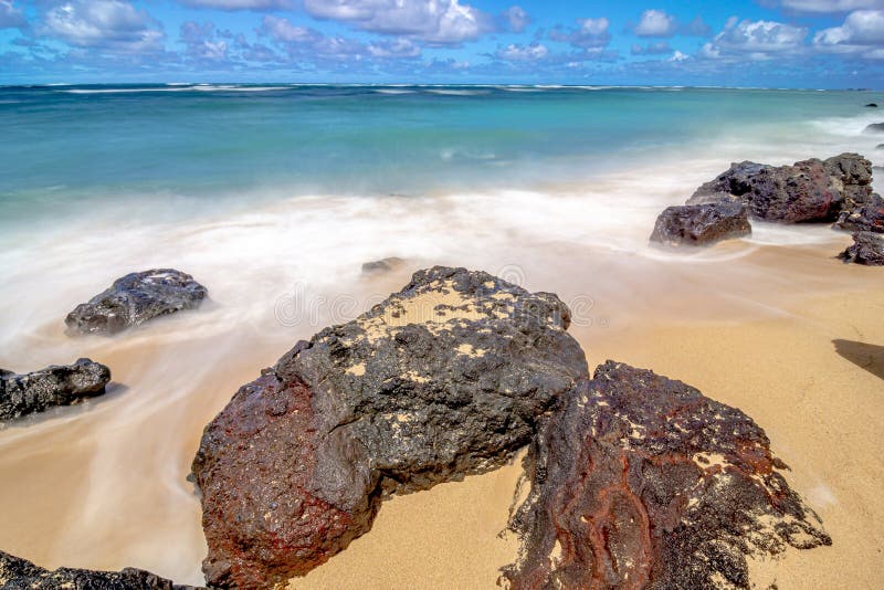 Kualoa Rock Beach Near Kualoa Beach Oahu Hawaii Stock Photo - Image of ...