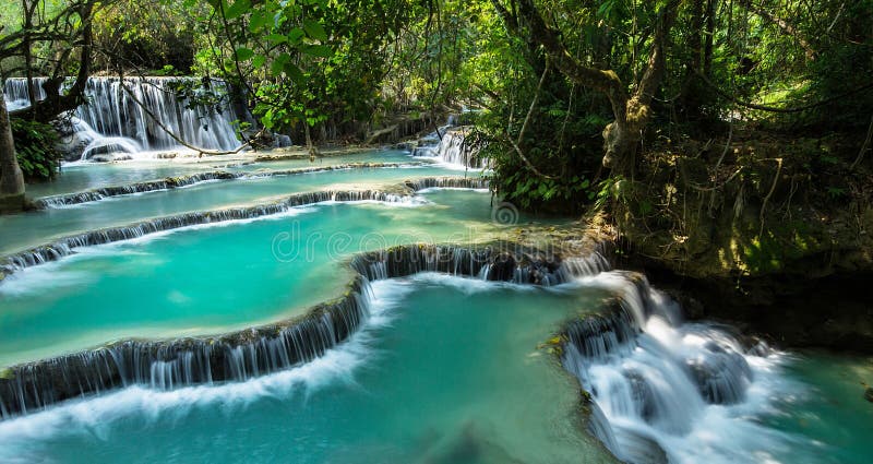 Kuang Si Falls stock image. Image of amazing, environment - 40261775