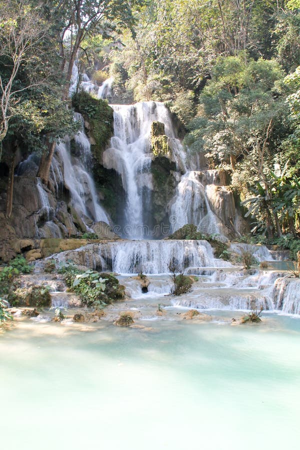 Kuang Si Waterfall, Luang Prabang, Laos Stock Image - Image of falls ...