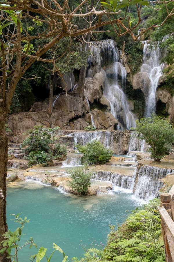 The Kuang Si Waterfall , Lung Prabang, Laos Stock Image - Image of ...