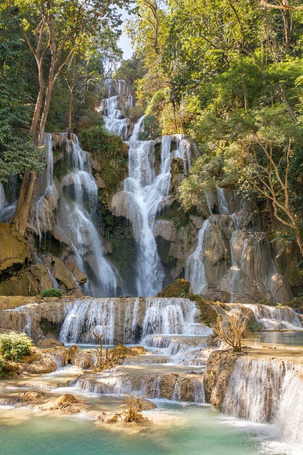 Kuang Si Waterfalls stock photo. Image of flow, kuang - 86238710