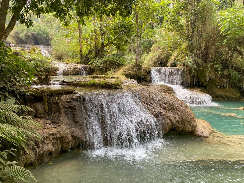 Kuang Si Waterfalls of Luang Phrabang, Laos Stock Image - Image of ...