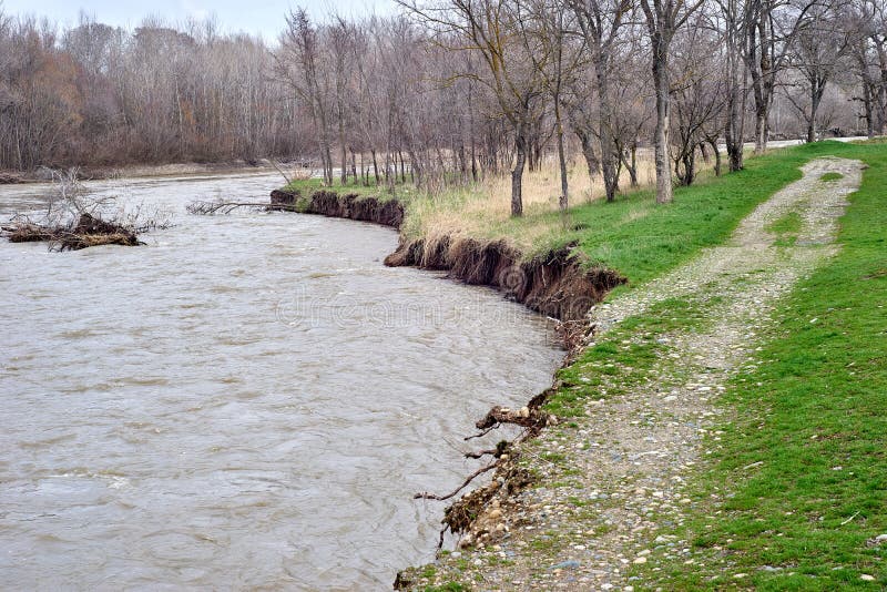 The Kuban River Early Spring Stock Image - Image of country, trees ...