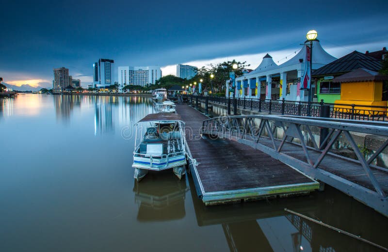 Kuching waterfront stock photo. Image of pontoon, lake - 106008064