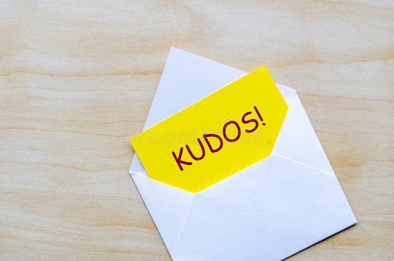 KUDOS Text on Yellow Notepad Inside an Envelope. Achievement Concept ...