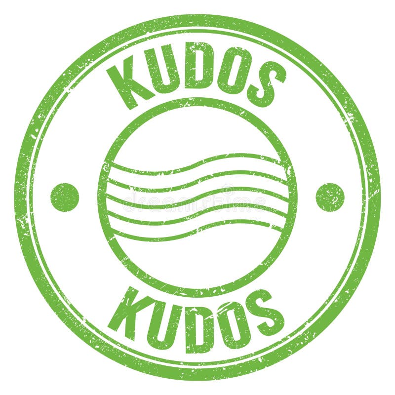 KUDOS Text Written on Green Round Postal Stamp Sign Stock Illustration ...