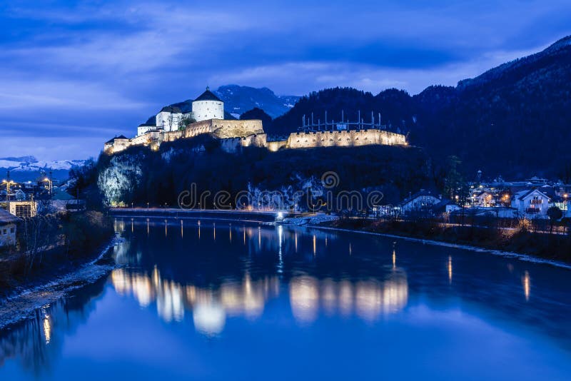 Kufstein fortress in night stock image. Image of kufstein - 35363845