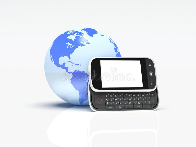 Kugel Und Handy Auf Weiß. 3d Stock Abbildung - Illustration von ...