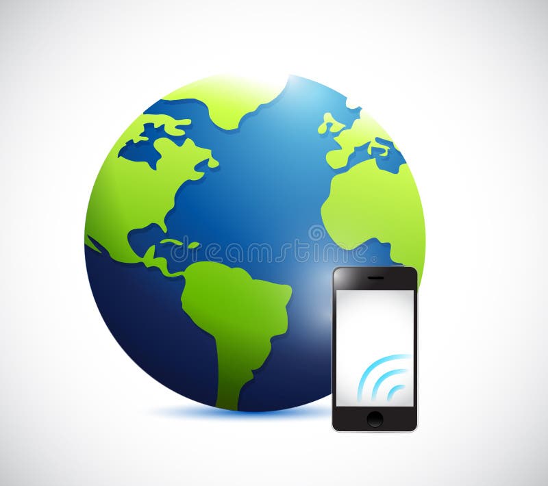 Kugel Und Telefon Mit Signalillustration Stock Abbildung - Illustration ...