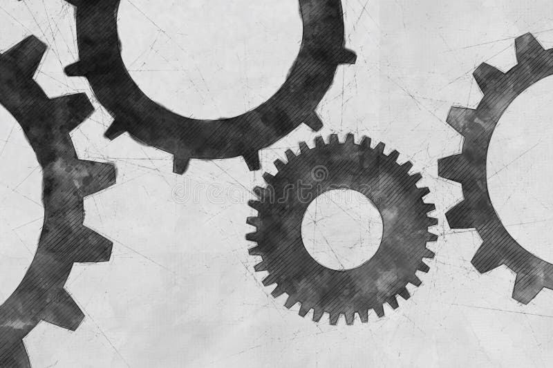 Kuggar Och Kugghjul Skissar Stock Illustrationer - Illustration av ...