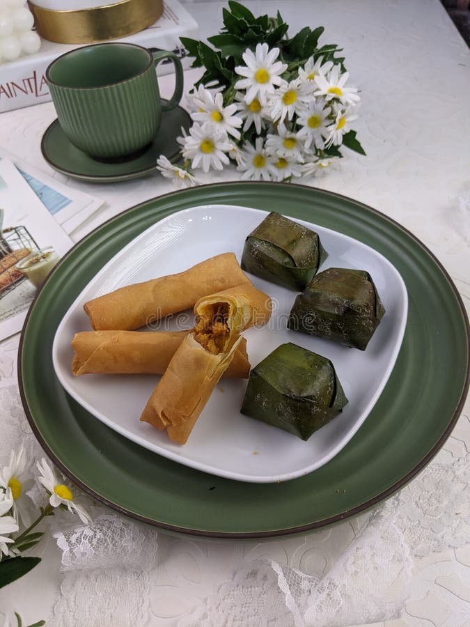 Kuih Koci and Spring Roll for Snacks Stock Photo - Image of kuih, roll ...