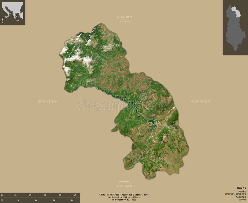 Kukes, Albania - Composition. Sentinel-2 Satellite Stock Illustration ...