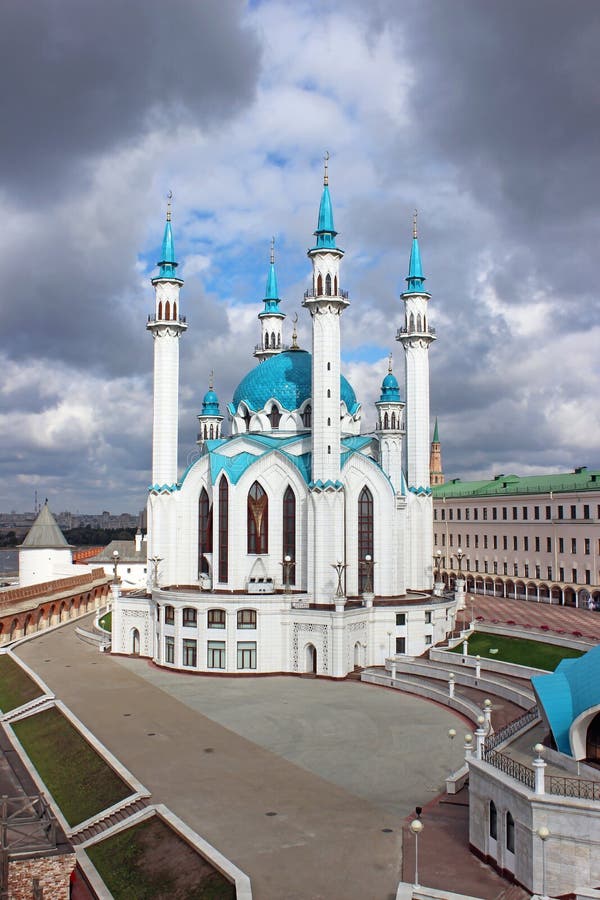The Kul Sharif Mosque in Kazan on a Background Cloudy Sky Stock Photo ...