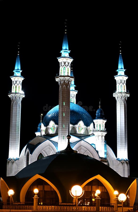 Kul-Sharif Mosque in Kazan Kremlin at Night Stock Image - Image of ...