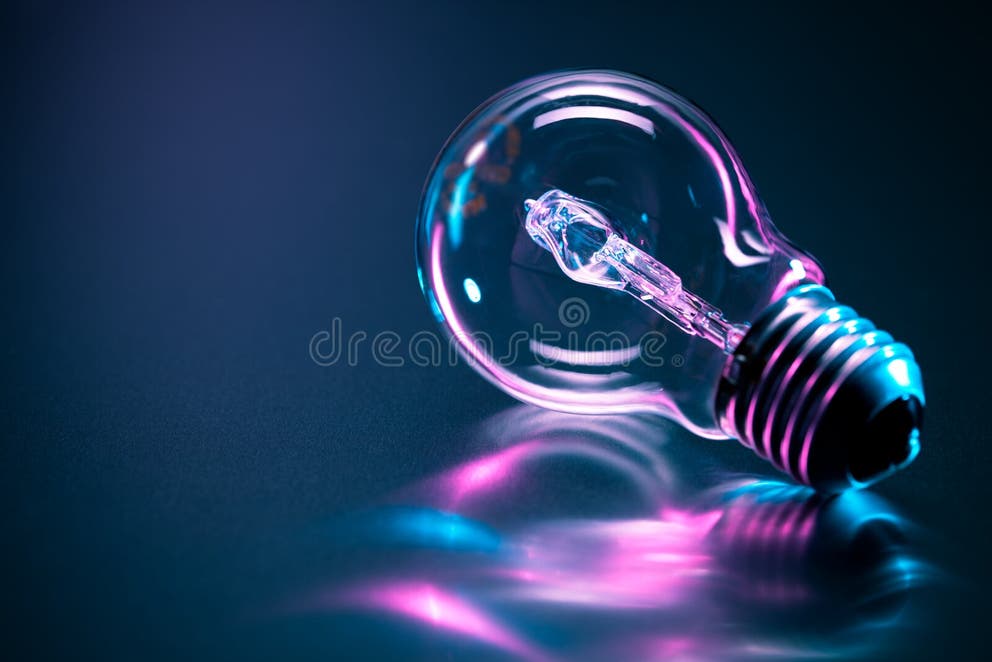 Glödlampa Som Reflekterar Färger Fotografering för Bildbyråer - Bild av ...