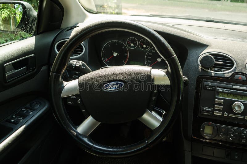 Kuldiga, Latvia - July 5, 2015: Ford Focus Car Interior with Front ...