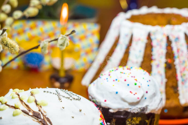 Kulichi, Traditional Russian Easter Cake with Icing Stock Photo - Image ...