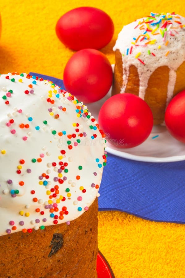 Kulichi, Traditional Russian Easter Cake with Icing Stock Photo - Image ...
