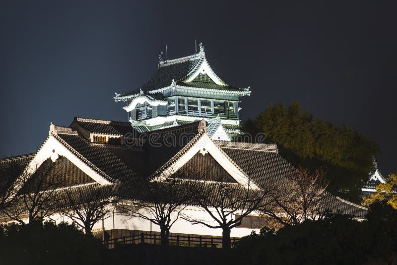 Kumamoto Castle night view stock image. Image of fortified - 48246941