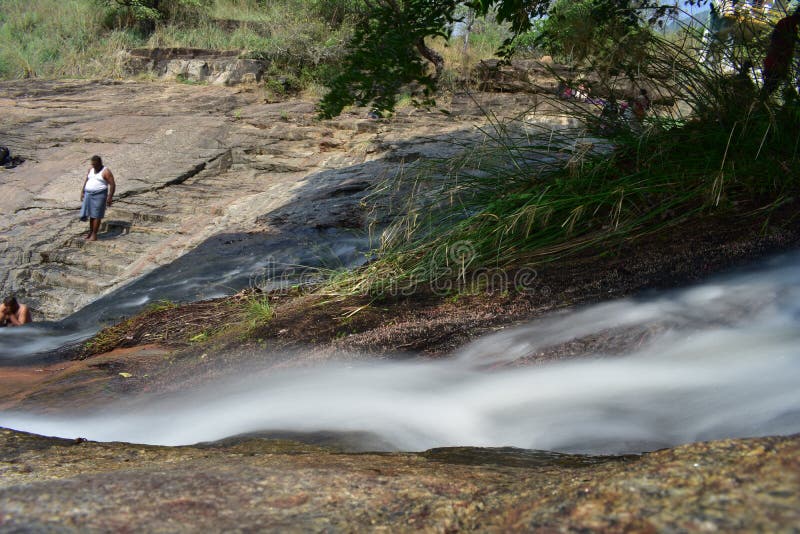 Kumbakkarai Water Falls - the Pambar River Stock Image - Image of grass ...