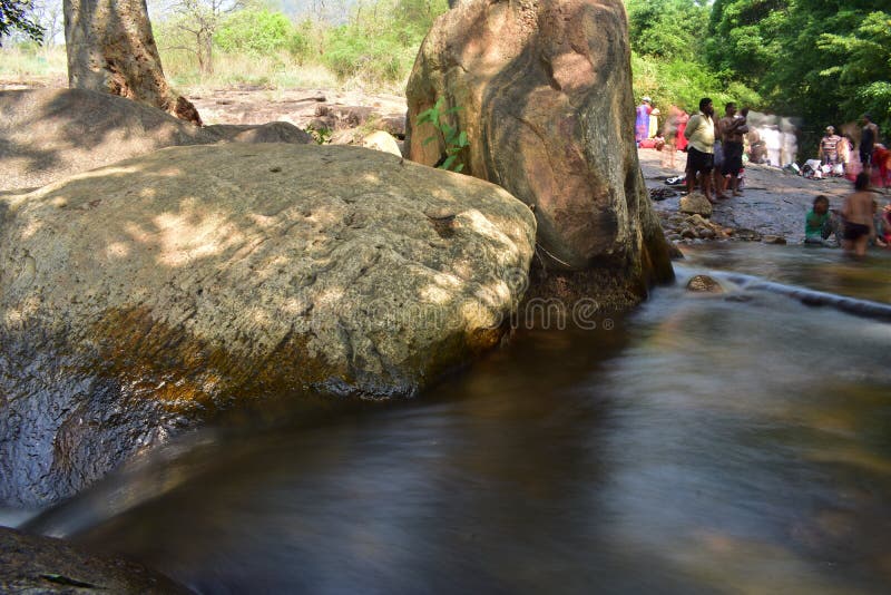 Kumbakkarai Water Falls and the Pambar River Flows Along the Rocks ...