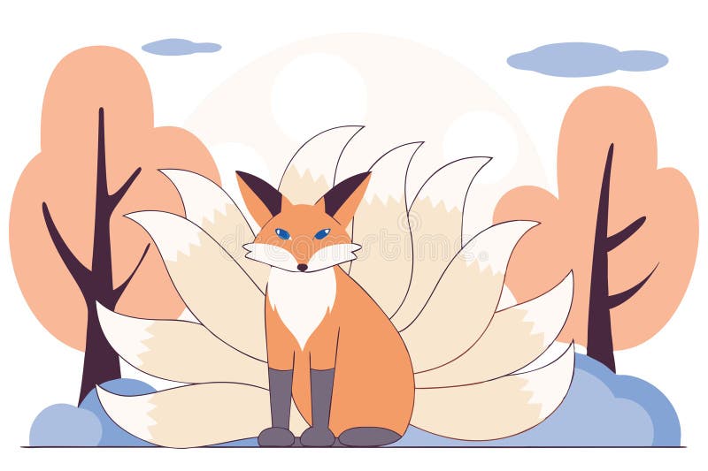 Kumiho the Nine-tailed Fox Mythical Creature. Korean Folklore Stock ...