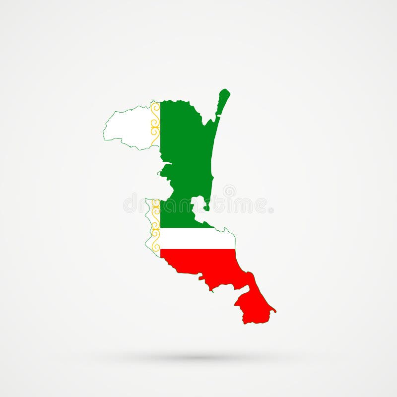 Kumykia Dagestan Map in Chechnya Flag Colors, Editable Vector Stock ...