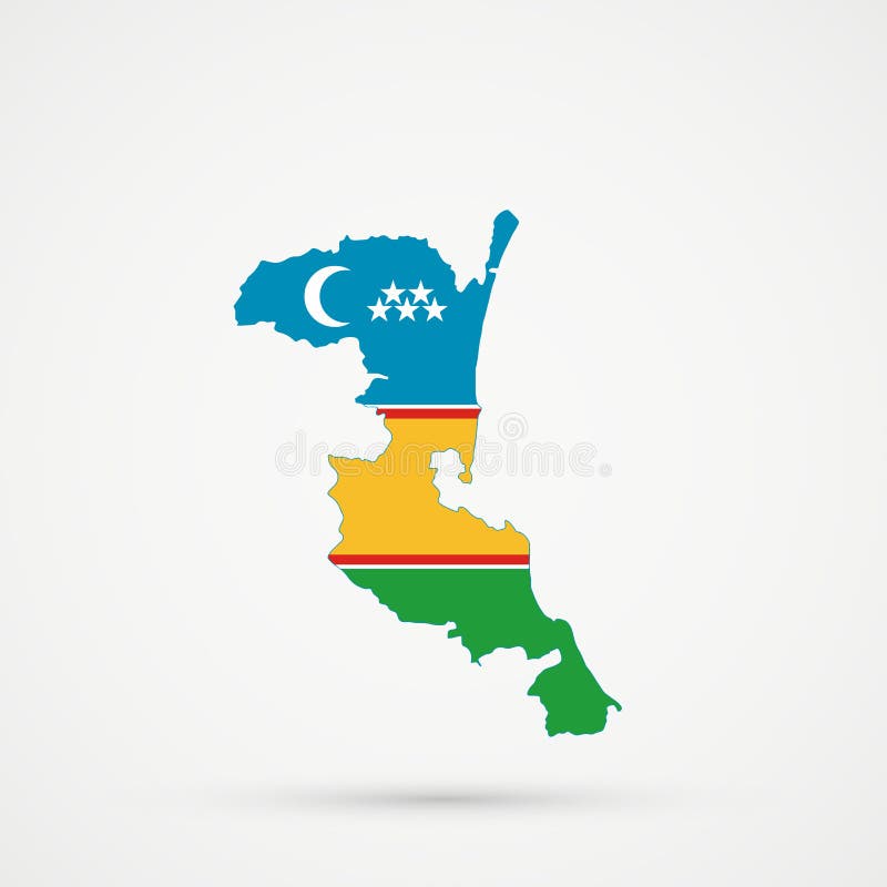 Kumykia Dagestan Map in Qarapapaqs or Karapapaks Ethnic Groups Flag ...