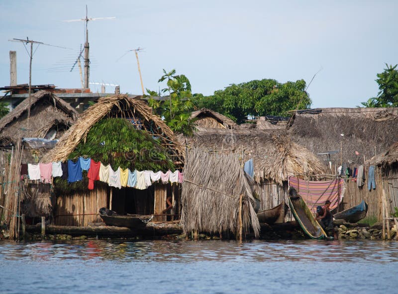Panama Kuna Indian House On Island Stock Photo - Image of coconut ...
