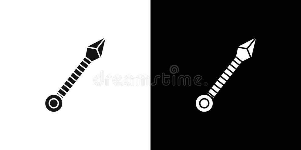 Kunai Throwing Knife Icon Flat Vector Set Outline Stock Vector ...