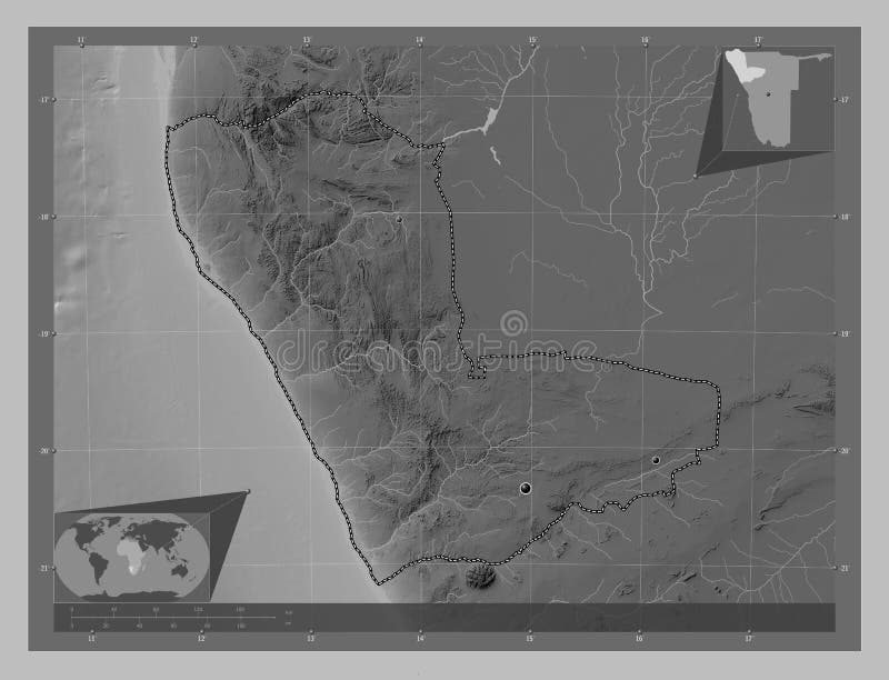 Kunene, Namibia. Grayscale. Major Cities Stock Illustration ...